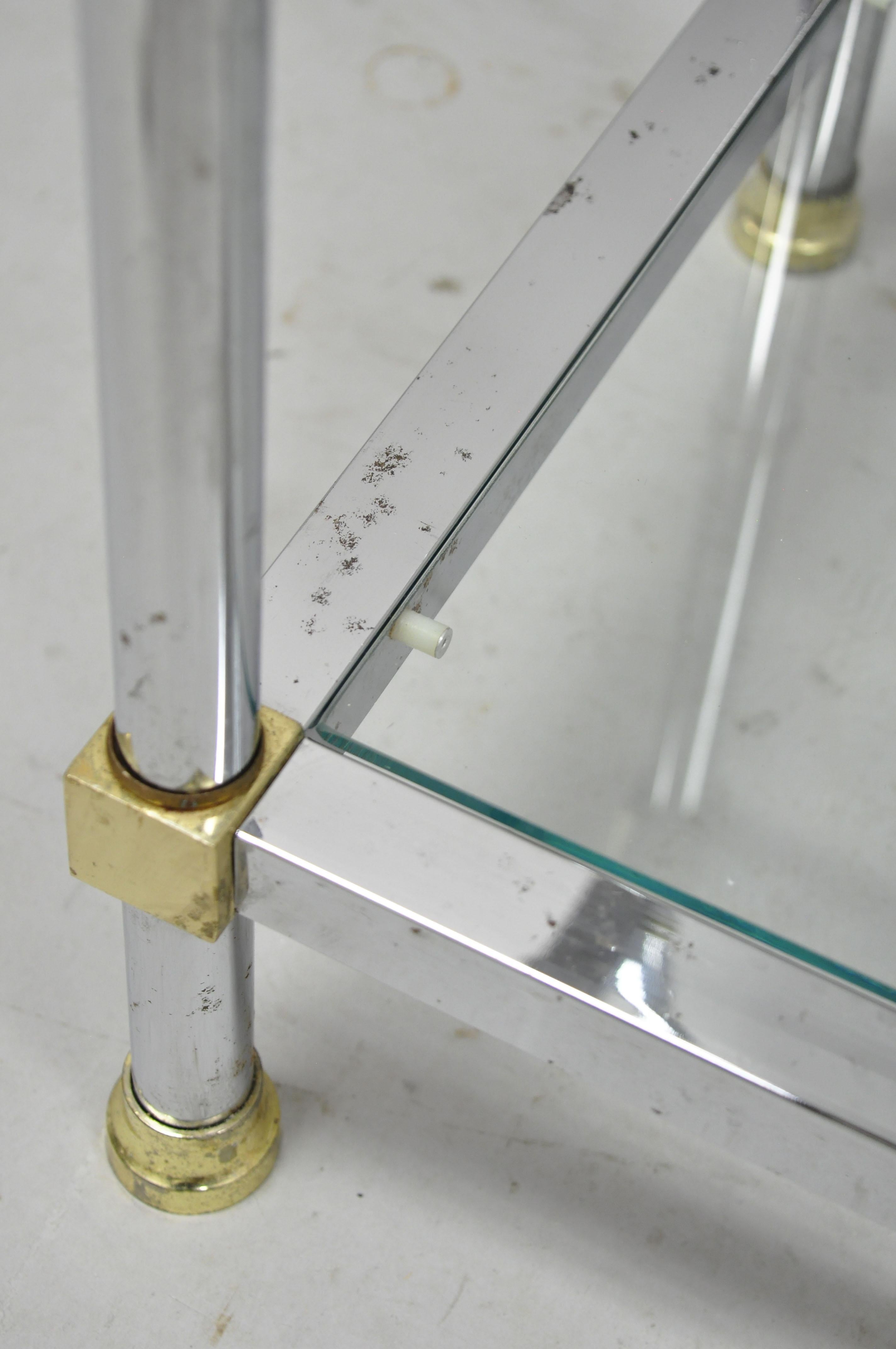 Chrome Brass Hollywood Regency Mid-Century Modern Étagère Display Shelf ...