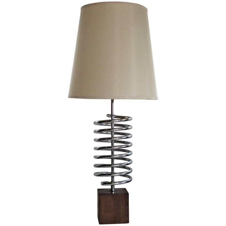 Chrome Coil Sculpture Table Lamp by Laurel at 1stDibs