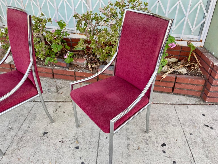 Chrome Dining Chairs Styled After Milo Baughman For Sale at 1stDibs