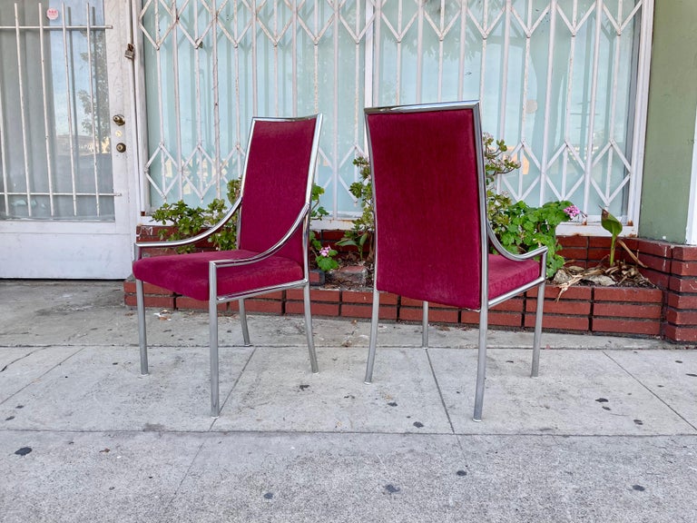 Chrome Dining Chairs Styled After Milo Baughman For Sale at 1stDibs