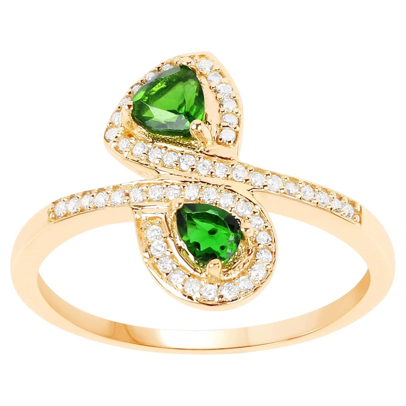 Chrome Diopside and Diamond Statement Ring For Sale at 1stDibs