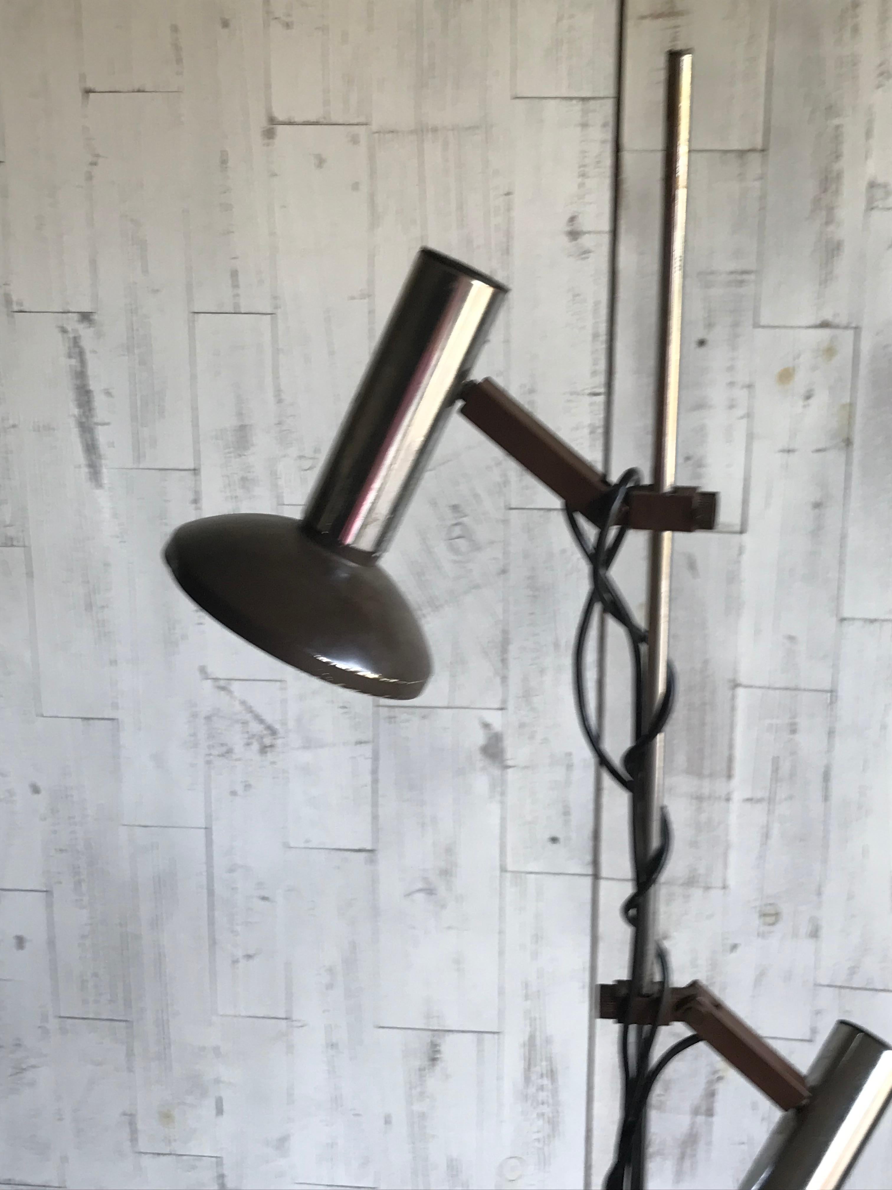 Chrome Floor Lamp with 2 Adjustable Shades For Sale at 1stDibs