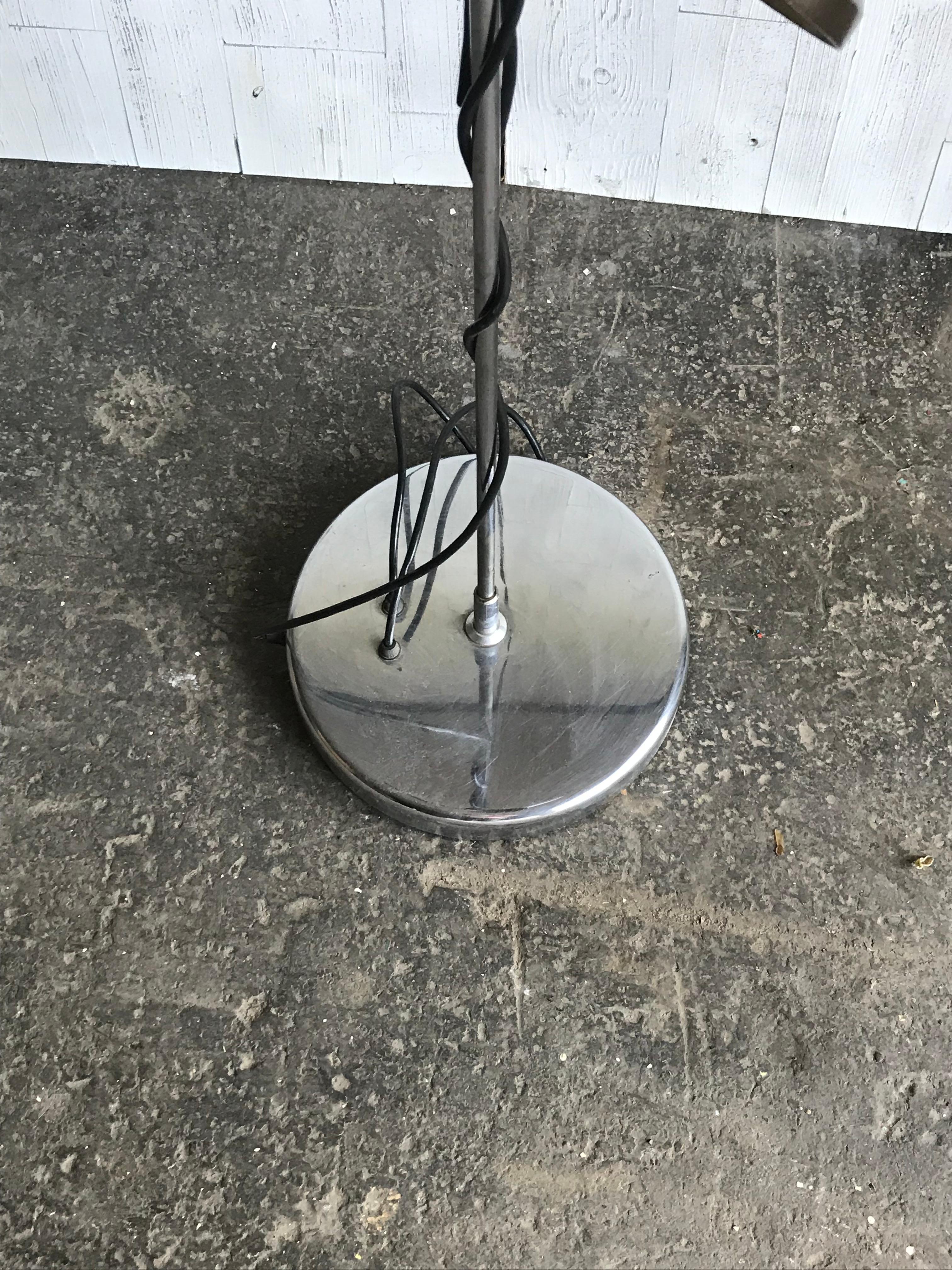 Chrome Floor Lamp with 2 Adjustable Shades For Sale at 1stDibs