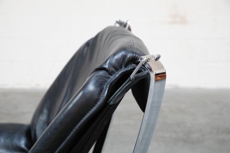 Chrome Frame 'Falcon' Hammock Chair by Sigurd Ressell in Black Leather ...