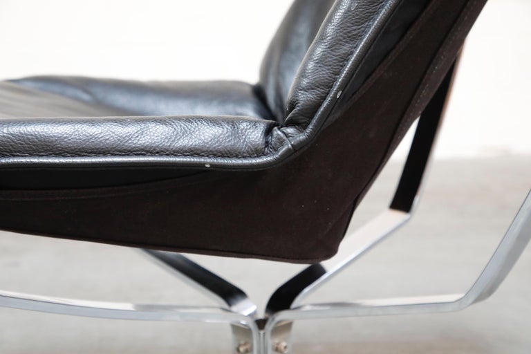 Chrome Frame 'Falcon' Hammock Chair by Sigurd Ressell in Black Leather ...