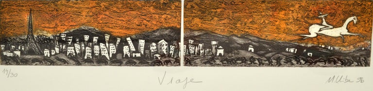 Chrome Framed French Artist Signed Lithography Etching 1998 Eiffel ...