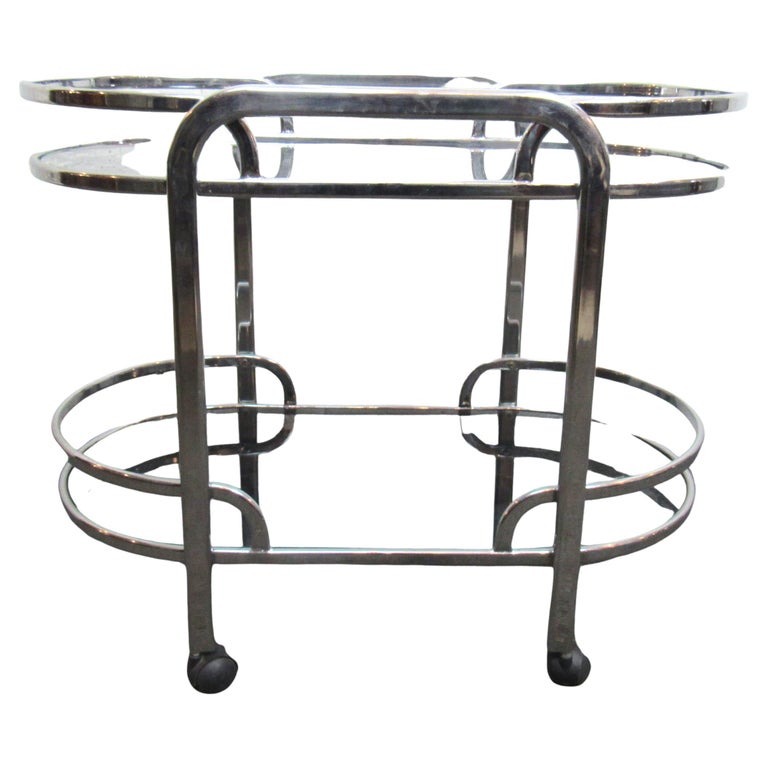 Chrome and Glass Bar Cart at 1stDibs