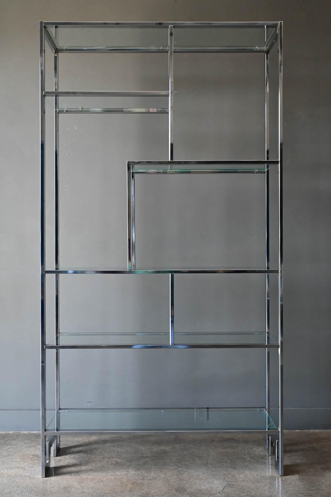 Chrome Greek Key Etagere by Design Institute of America, circa 1970 For ...