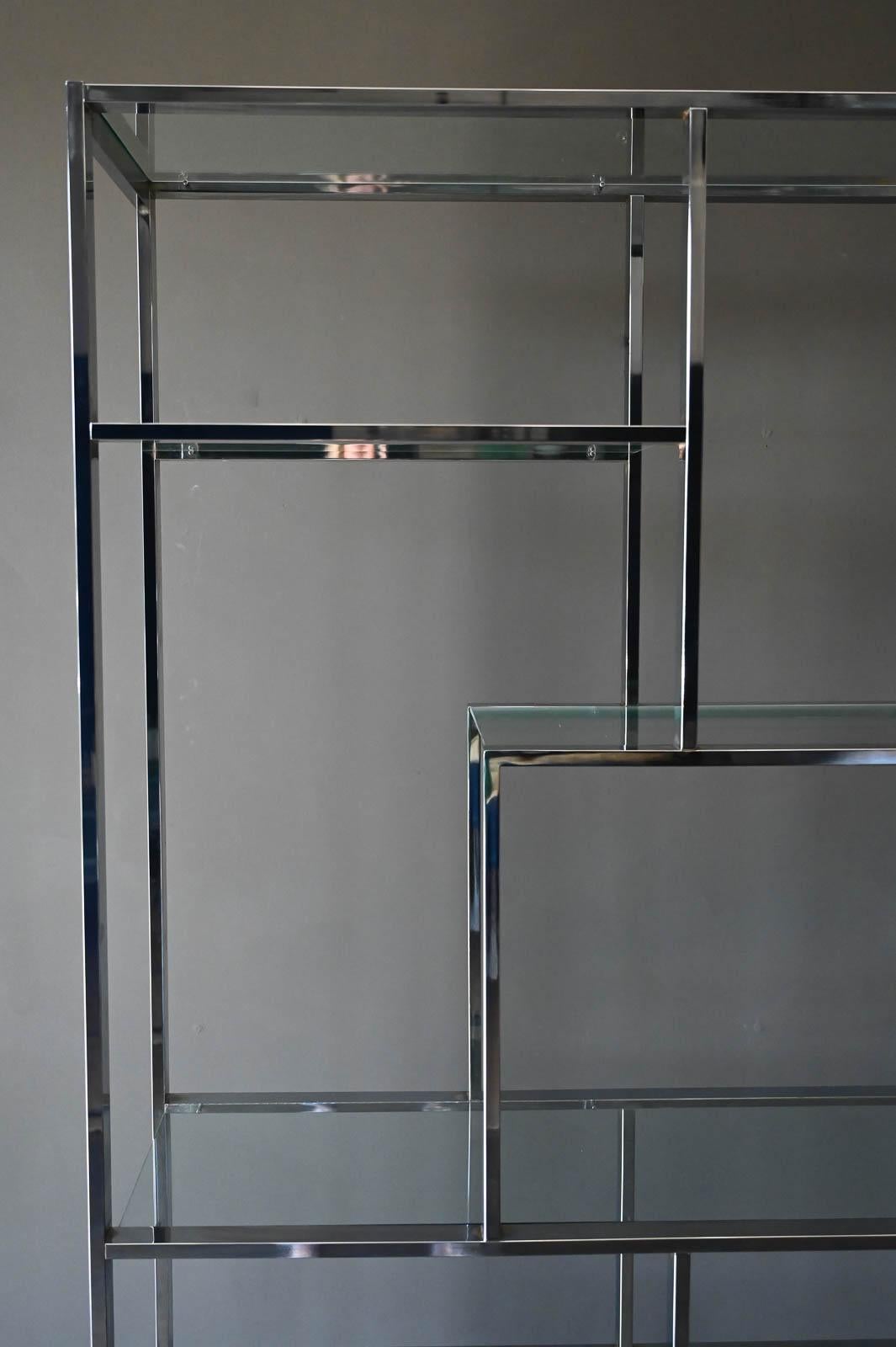 Chrome Greek Key Etagere by Design Institute of America, circa 1970 For ...