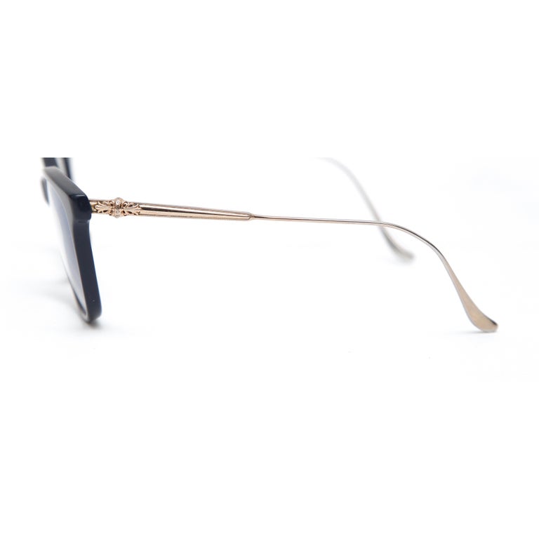 CHROME HEARTS Eyeglass Frames JEJE SPOT Navy Blue Gold Arms Eyewear For ...