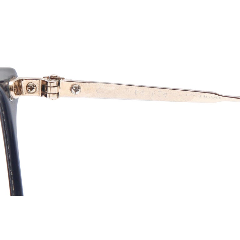 CHROME HEARTS Eyeglass Frames JEJE SPOT Navy Blue Gold Arms Eyewear For ...