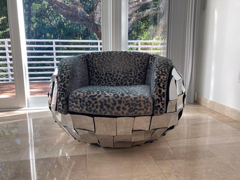 Brutalist Chrome Lounge Chair Paul Evans Style Patchwork For Sale at ...