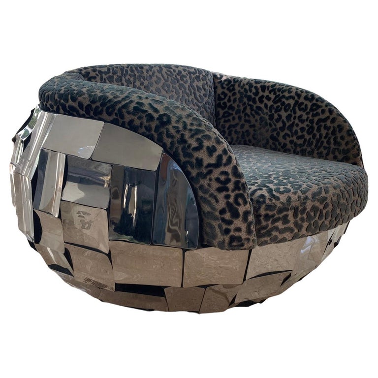 Brutalist Chrome Lounge Chair Paul Evans Style Patchwork For Sale at ...