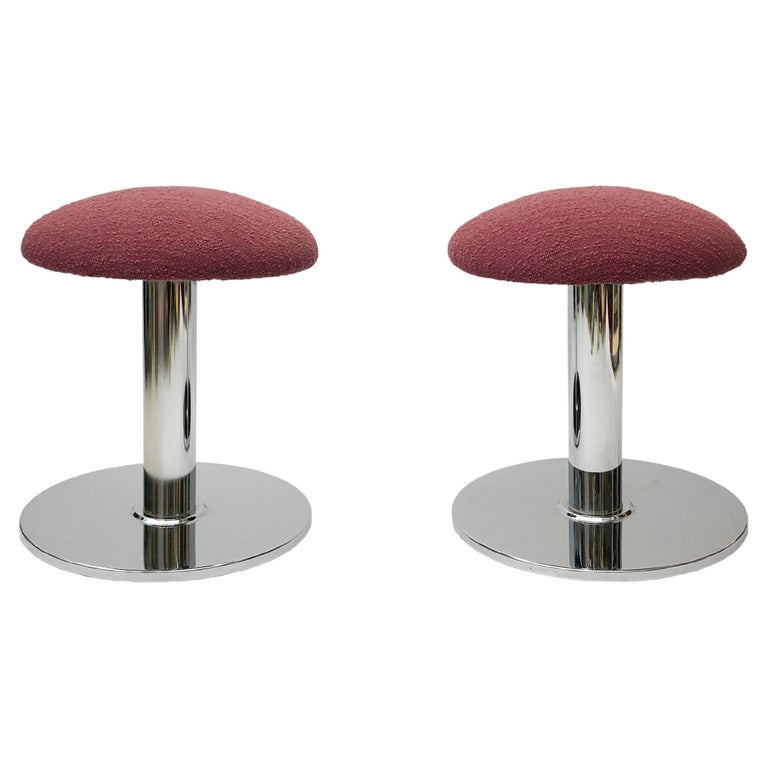Chrome Maroon bouclé Stools Space Age Midcentury Vintage Retro, 1970s ...
