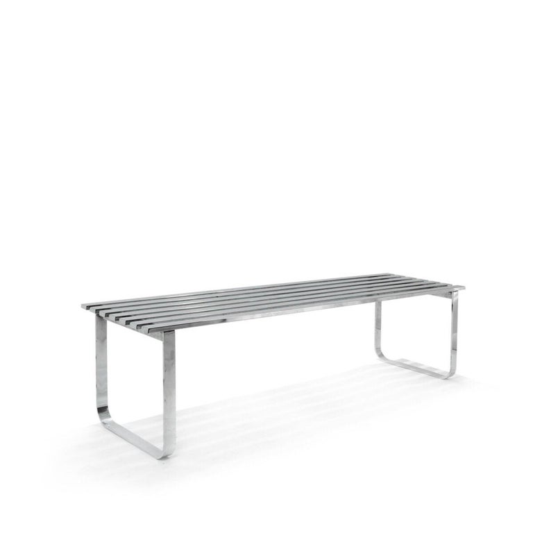 Chrome Metal Slat Bench by Design Institute of America For Sale at 1stDibs