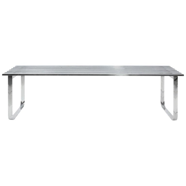 Chrome Metal Slat Bench by Design Institute of America For Sale at 1stDibs