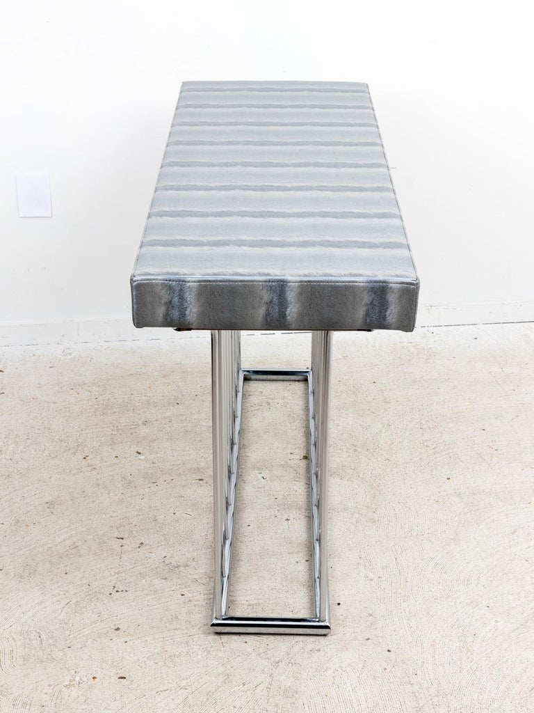 Chrome Mid Century 1960's Console Table with New Vinyl Upholstered Top ...