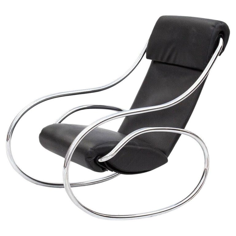 Chrome Midcentury Modern Rocking Chair For Sale at 1stDibs