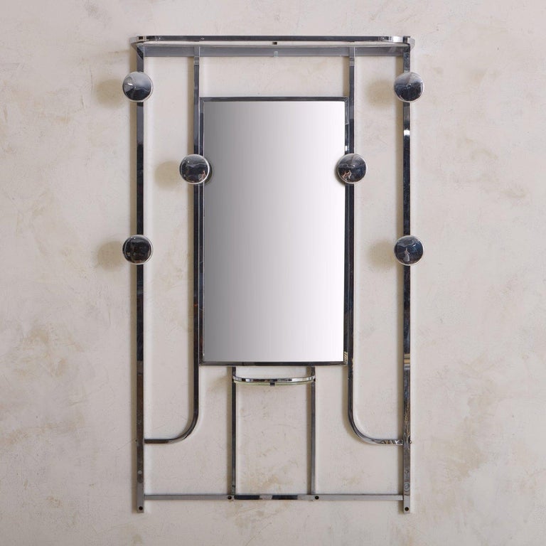 Chrome Mirrored Art Deco Style Coat Rack, France 1950s For Sale at 1stDibs