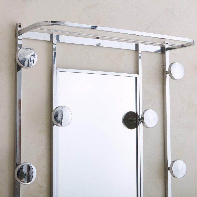 Chrome Mirrored Art Deco Style Coat Rack, France 1950s For Sale at 1stDibs