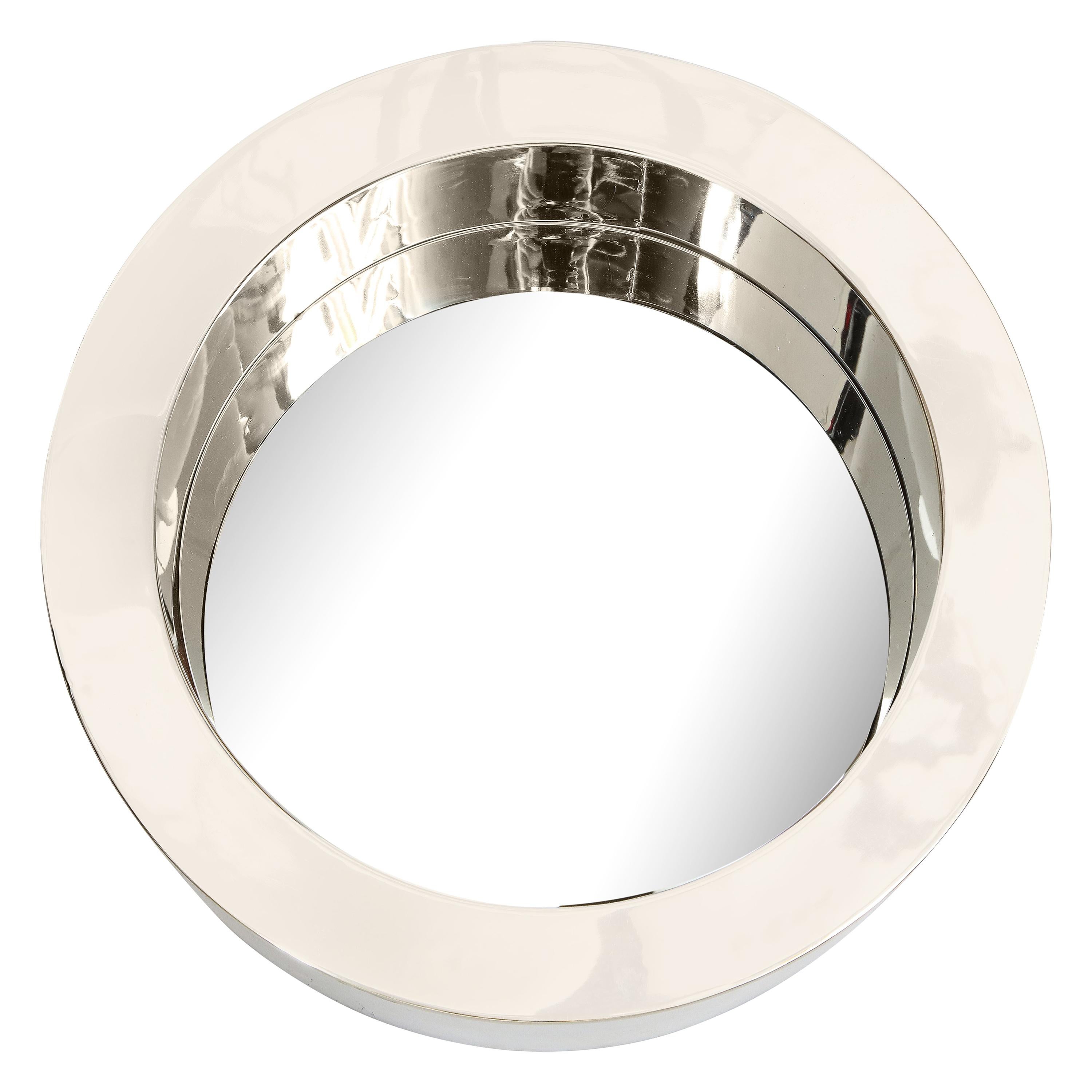 Chrome Modernist Mirror at 1stDibs