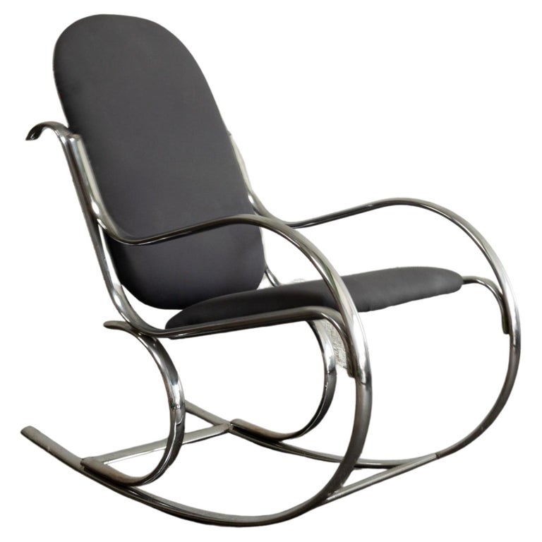 Chrome Modernist Rocking Chair, 1970s For Sale at 1stDibs