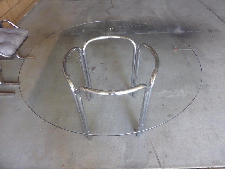 Chrome-Plated Tubular Steel Dining Set Designed by Jerry Johnson, circa ...
