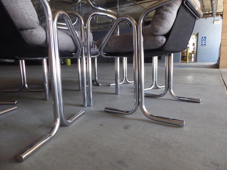 Chrome-Plated Tubular Steel Dining Set Designed by Jerry Johnson, circa ...