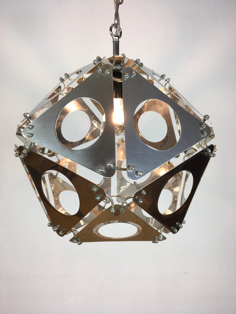 Chrome Space Age Geometric Pendant, 1960s For Sale at 1stDibs