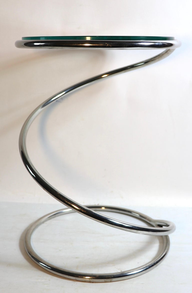 Chrome Spiral Coil Table by Pace For Sale at 1stDibs