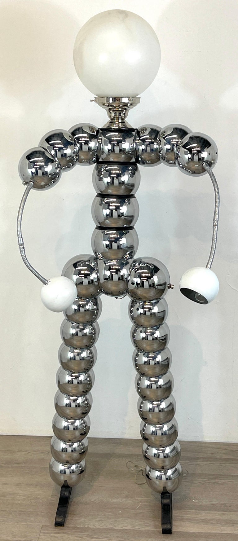Chrome Stacked Ball Articulated Robot Floor Lamp Attributed to George ...