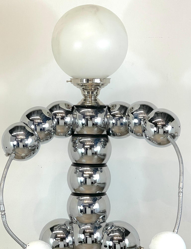 Chrome Stacked Ball Articulated Robot Floor Lamp Attributed to George ...