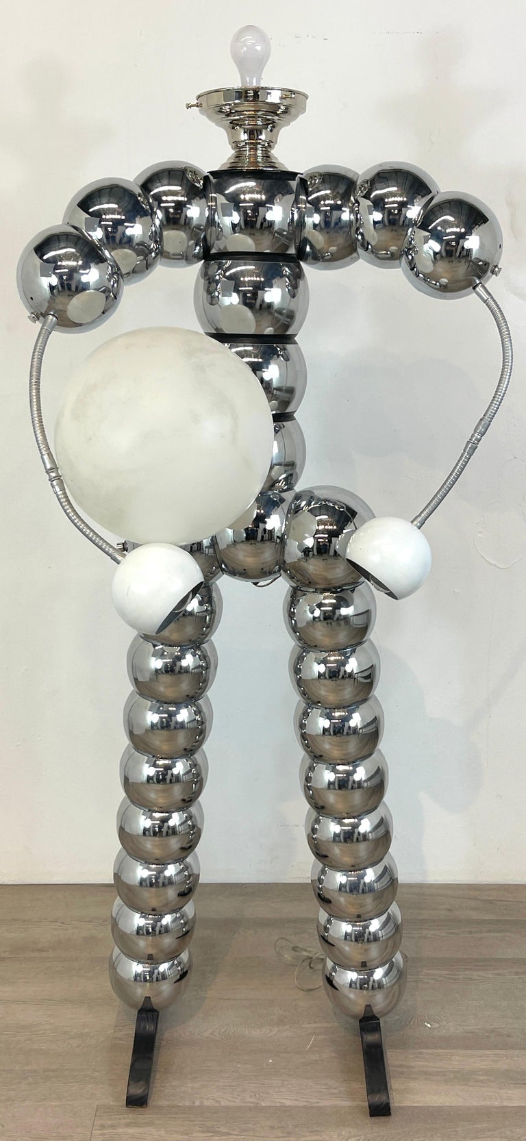 Chrome Stacked Ball Articulated Robot Floor Lamp Attributed to George ...