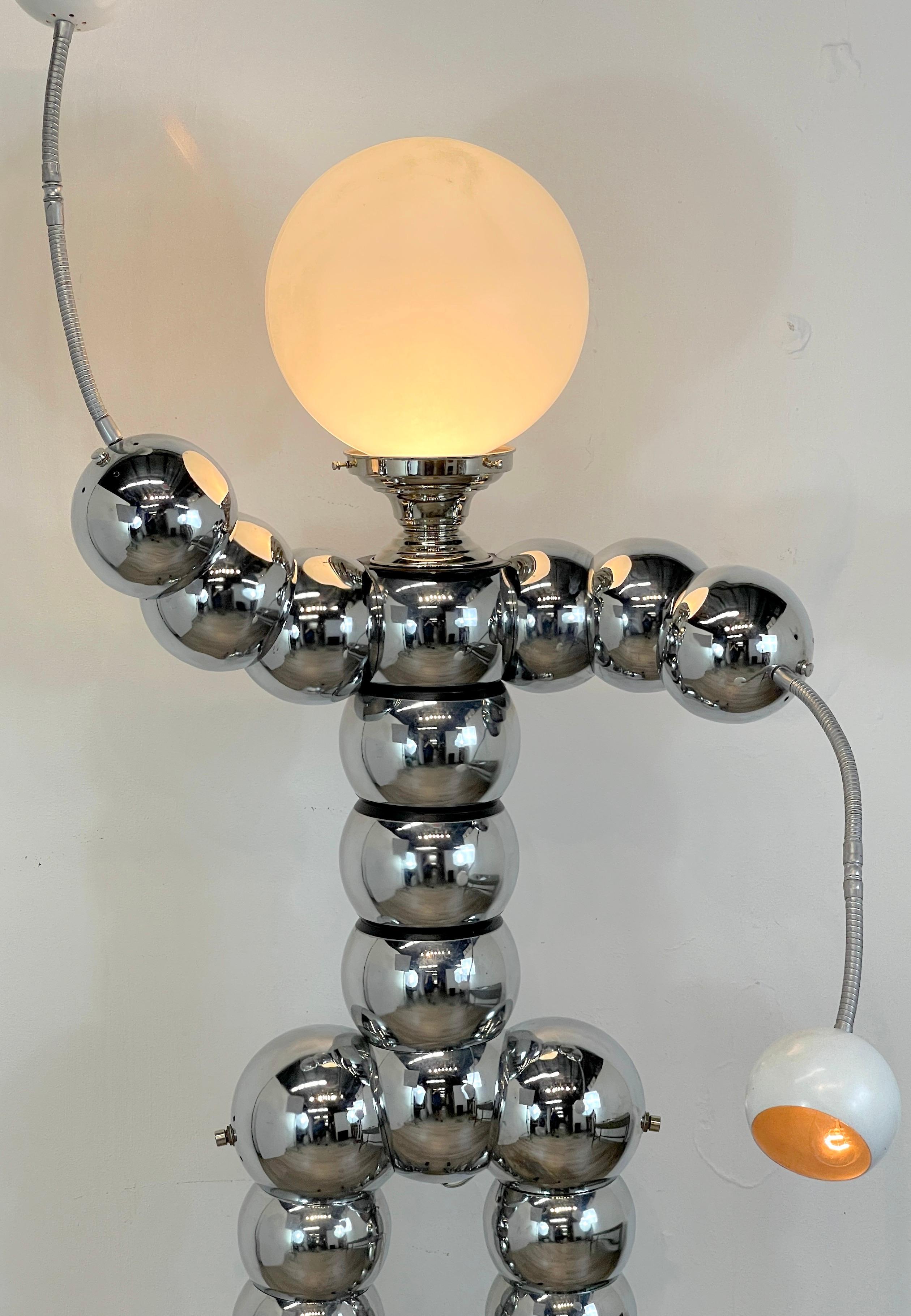 Chrome Stacked Ball Articulated Robot Floor Lamp Attributed to George ...