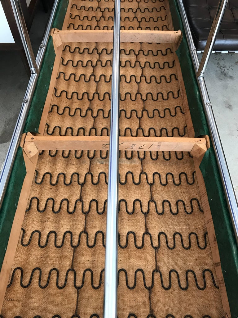 Chrome Streamline Modern Bench, Green Vinyl in the Style of KEM Weber ...