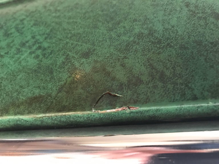 Chrome Streamline Modern Bench, Green Vinyl in the Style of KEM Weber ...