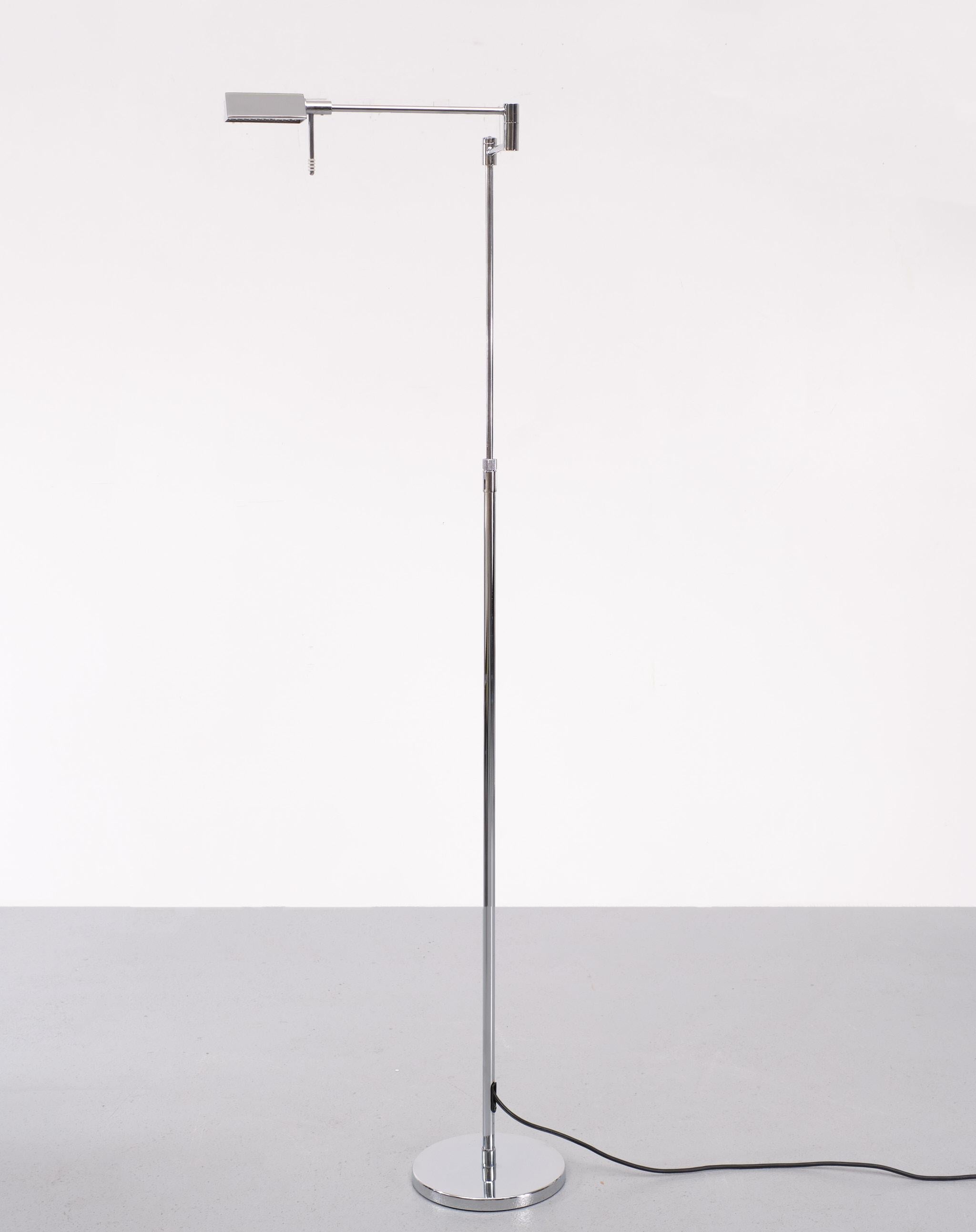 Chrome swing arm floor lamp 1980s Germany For Sale at 1stDibs