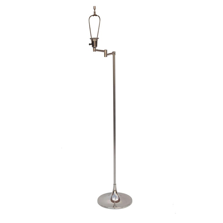 Chrome Swing Arm Tulip Floor Lamp by Laurel Lamp Co. For Sale at 1stDibs