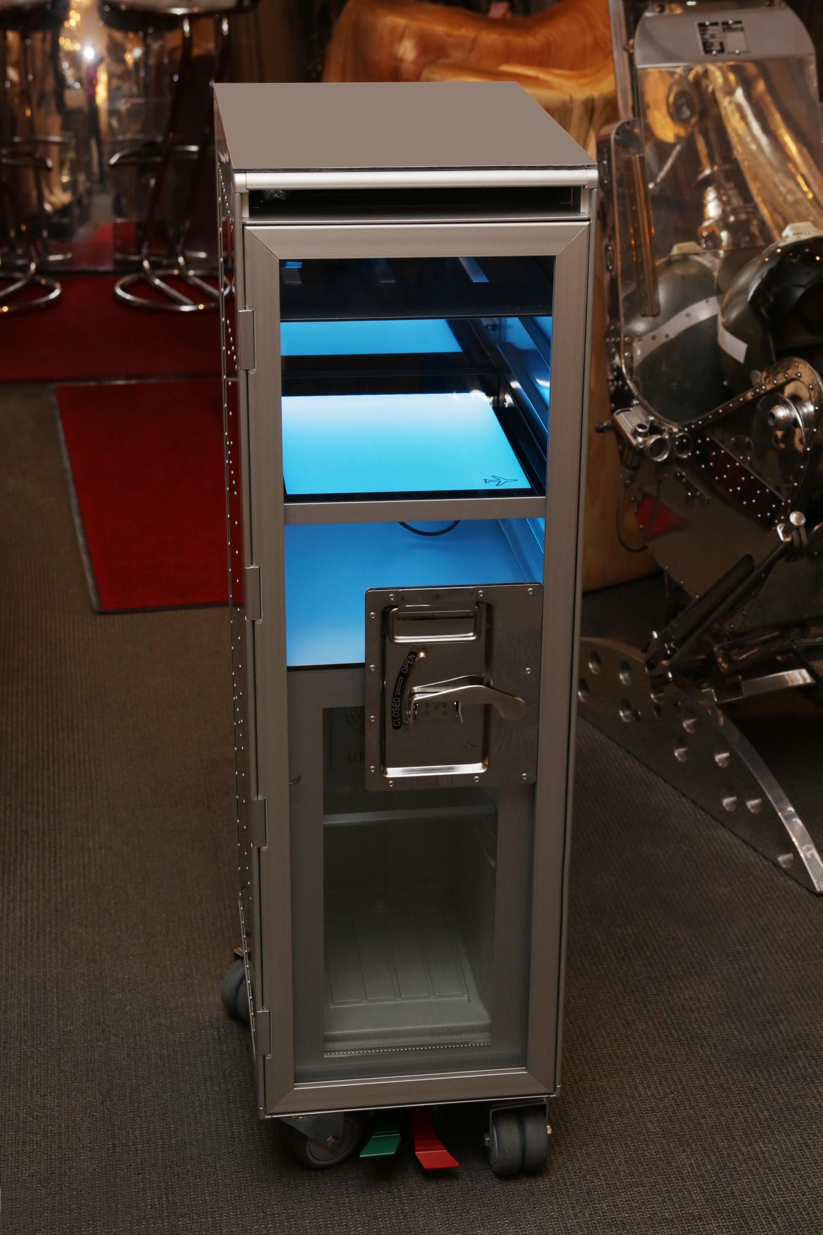 Chrome Trolley Aircraft with Fridge and Lighted Panel For Sale at 1stDibs