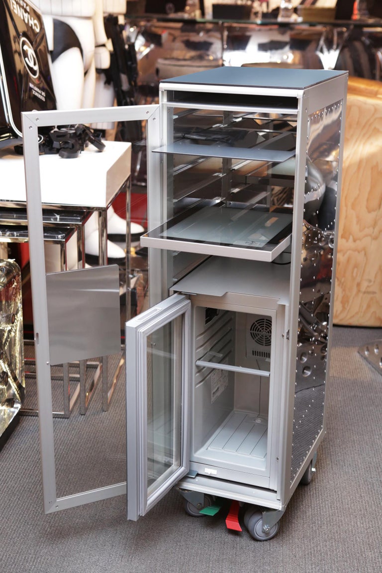 Chrome Trolley Aircraft with Fridge and Lighted Panel For Sale at 1stDibs