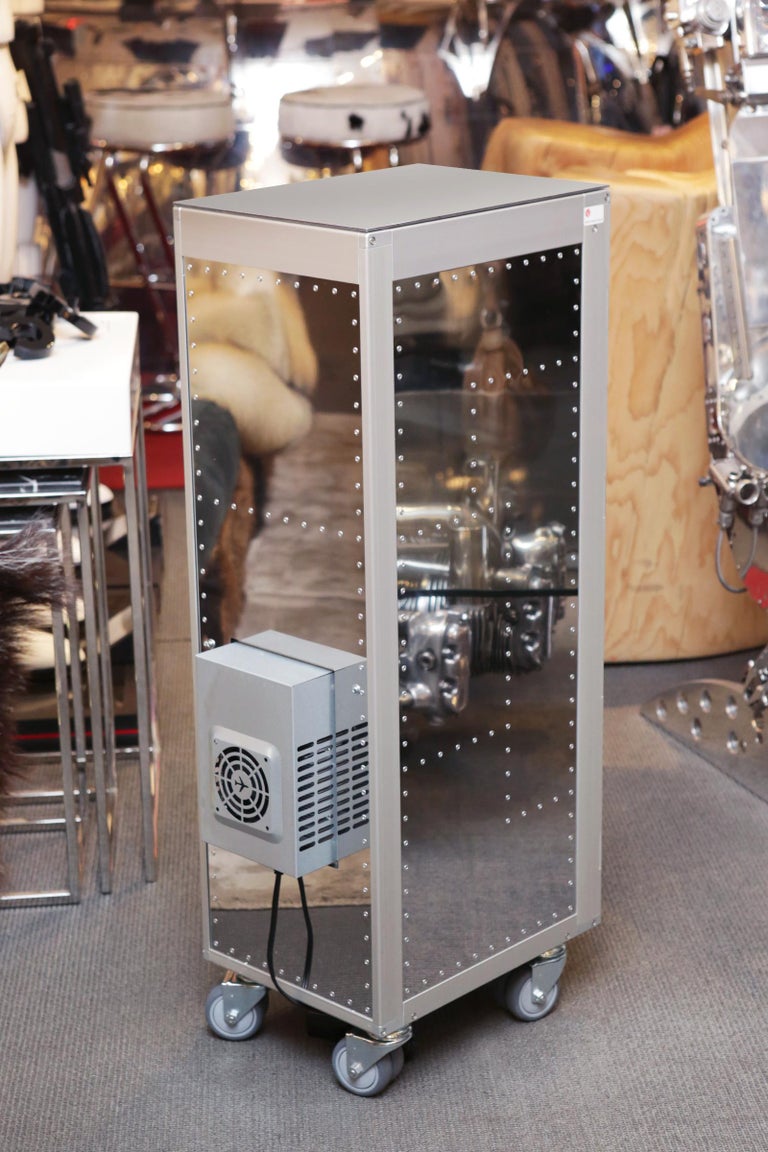 Chrome Trolley Aircraft with Fridge and Lighted Panel For Sale at 1stDibs