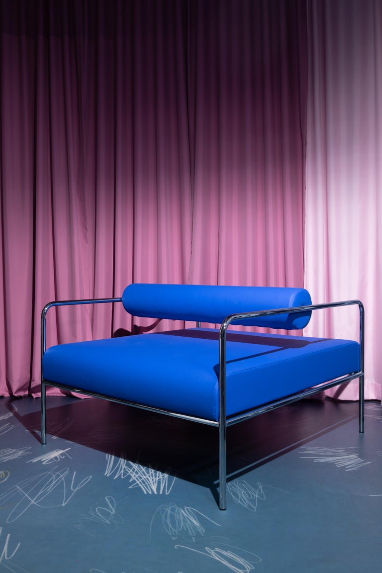 Chrome Vinyl Shiro Chair, Kuramata Tribute, Ideal for Waiting Areas For ...