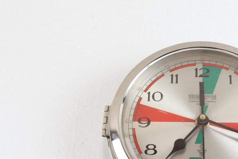 Chrome Wempe Analog Clock from Ship's Radio Room, German, 1970s at 1stDibs