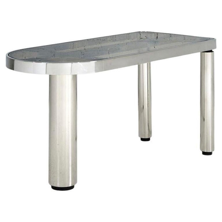 Chrome Writing Desk Attributed to Karl Springer, 1970 For Sale at 1stDibs