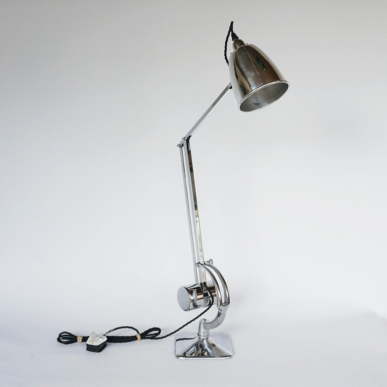 Chromed Metal Desk Lamp by Hadrill and Horstmann Circa 1950 at 1stDibs