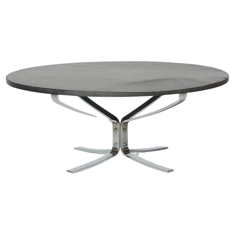 Chromed Steel and Slate Falcon Coffee Table by Sigurd Ressell For Sale ...