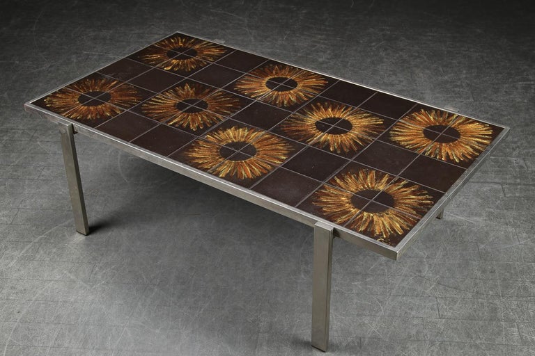 Chromed Steel Tile Top Coffee Table at 1stDibs