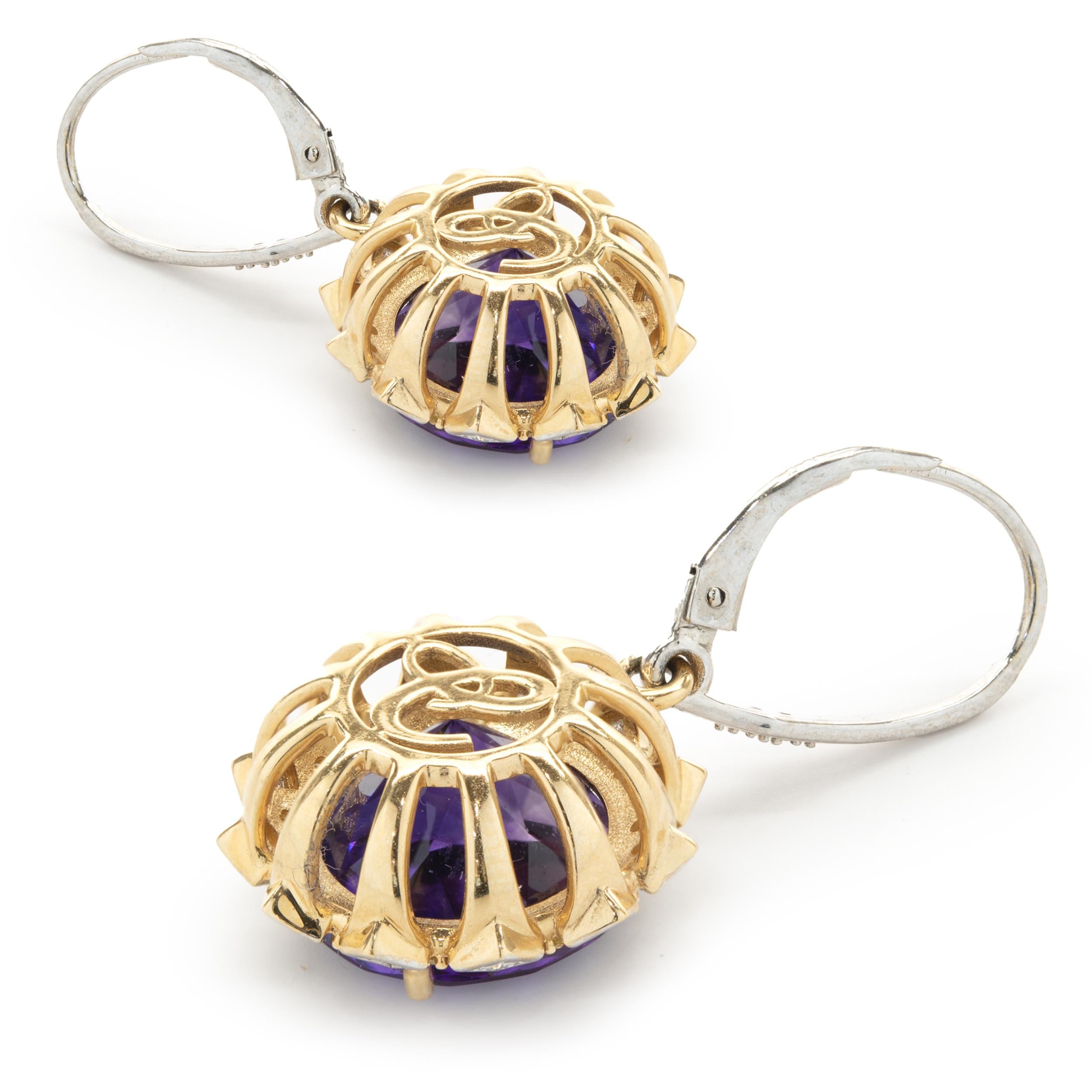 Chromia 18 Karat Yellow and White Gold Amethyst and Diamond Drop ...