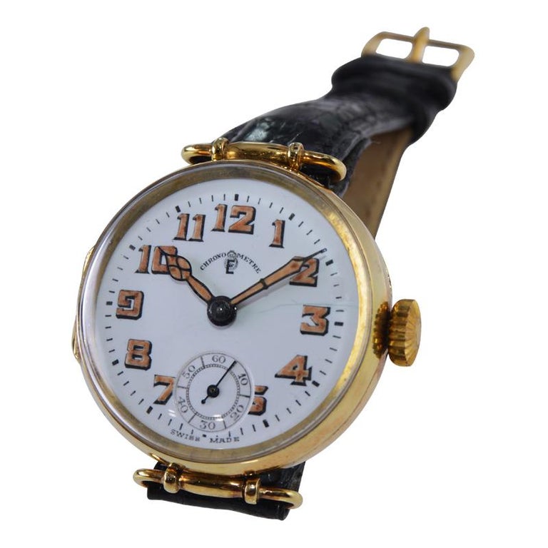 Chronometre Election 18Kt. Solid Gold Campaign Style Watch, Circa 1920 ...