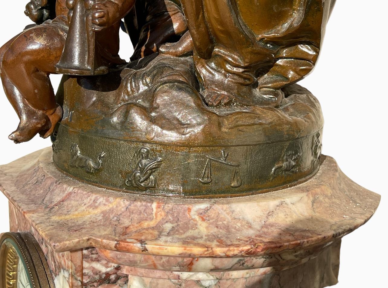 Chronos and Gaïa - Samac Clock Signed Petit, 19th century at 1stDibs